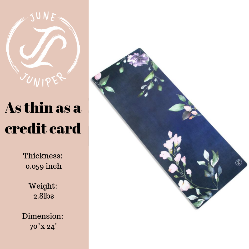 June & Juniper Foldable Travel Yoga Mat- Thin Lightweight Non-Slip ...